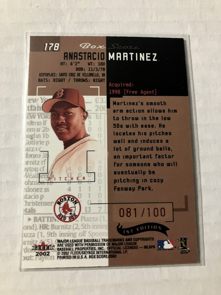 2002 Fleer Box Score First Edition Baseball Card #178 Anastacio ...