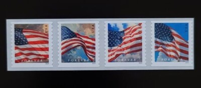 2024 73c Forever U. S. Flags, Strip of 4, Coil Scott 5879-5882 Mint F ...