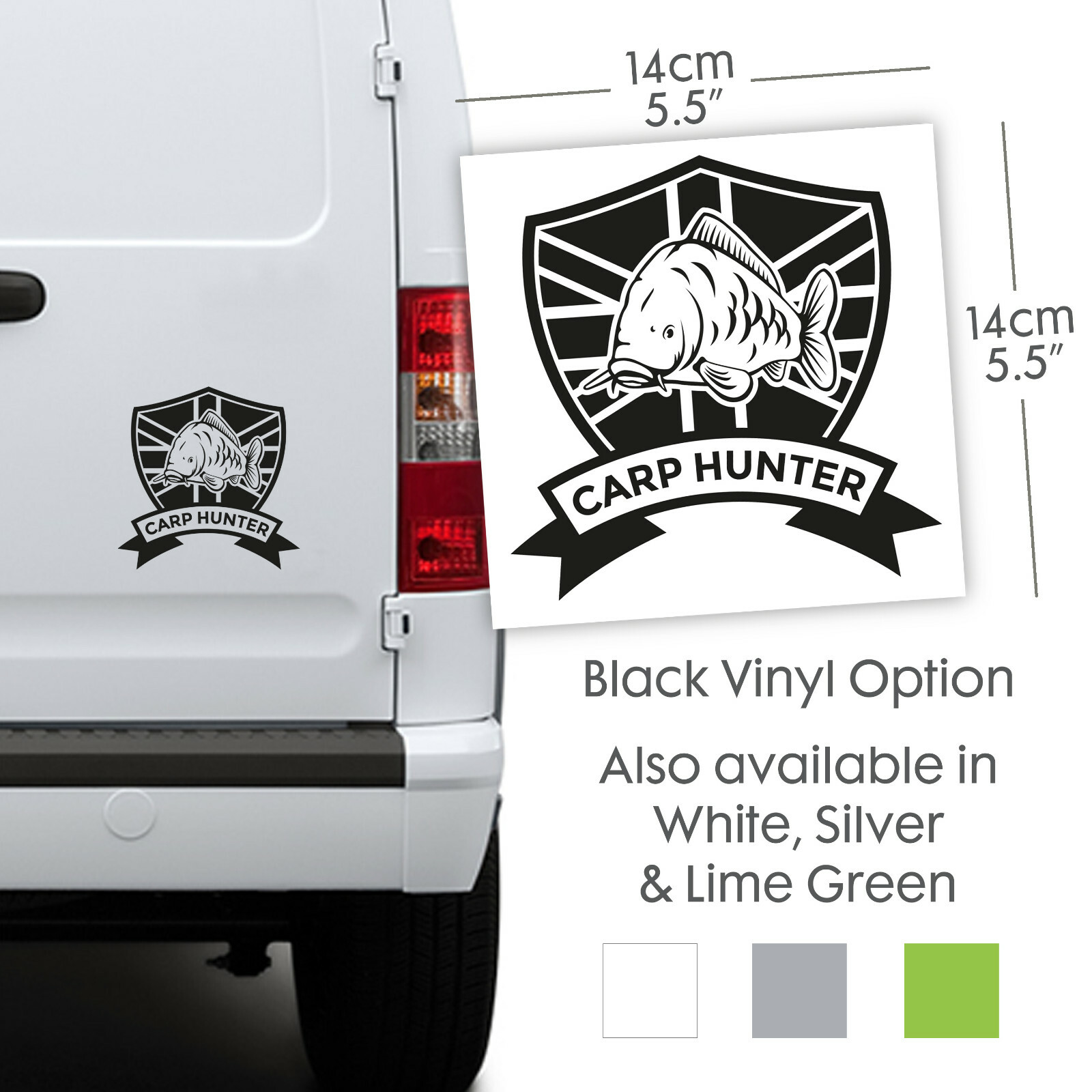 Big Kipper CARP HUNTER Vinyl Fishing Car Van Laptop Angling Decal ...