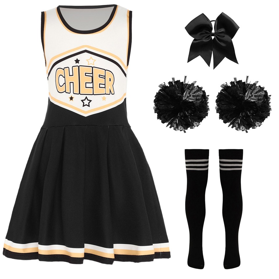 Girls Cheer Leader Dance Costume Set Outfit Cheerleading Dress Up ...