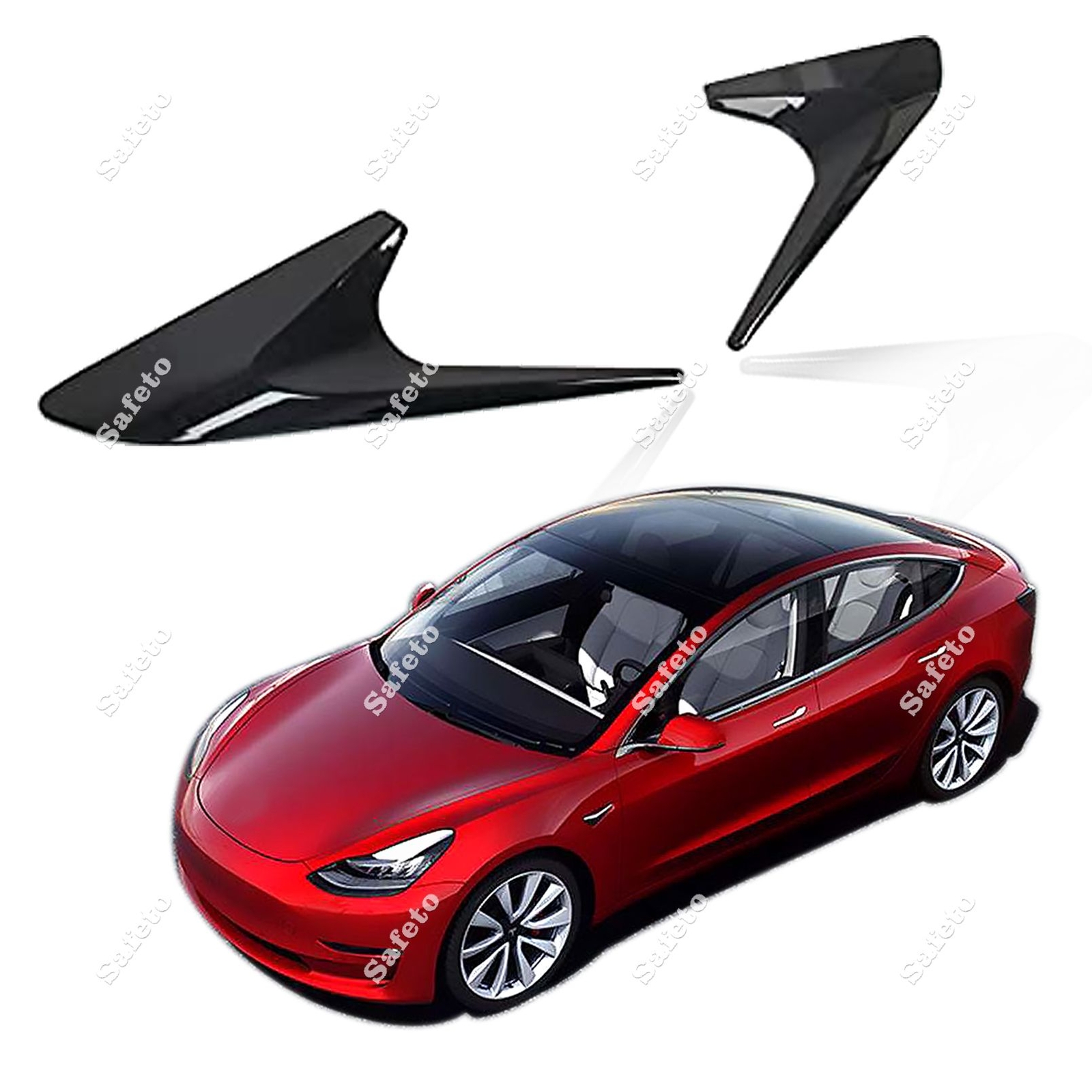 For 2017-2021 Tesla Model 3 Rear Window Side Spoiler Decorative Cover ...