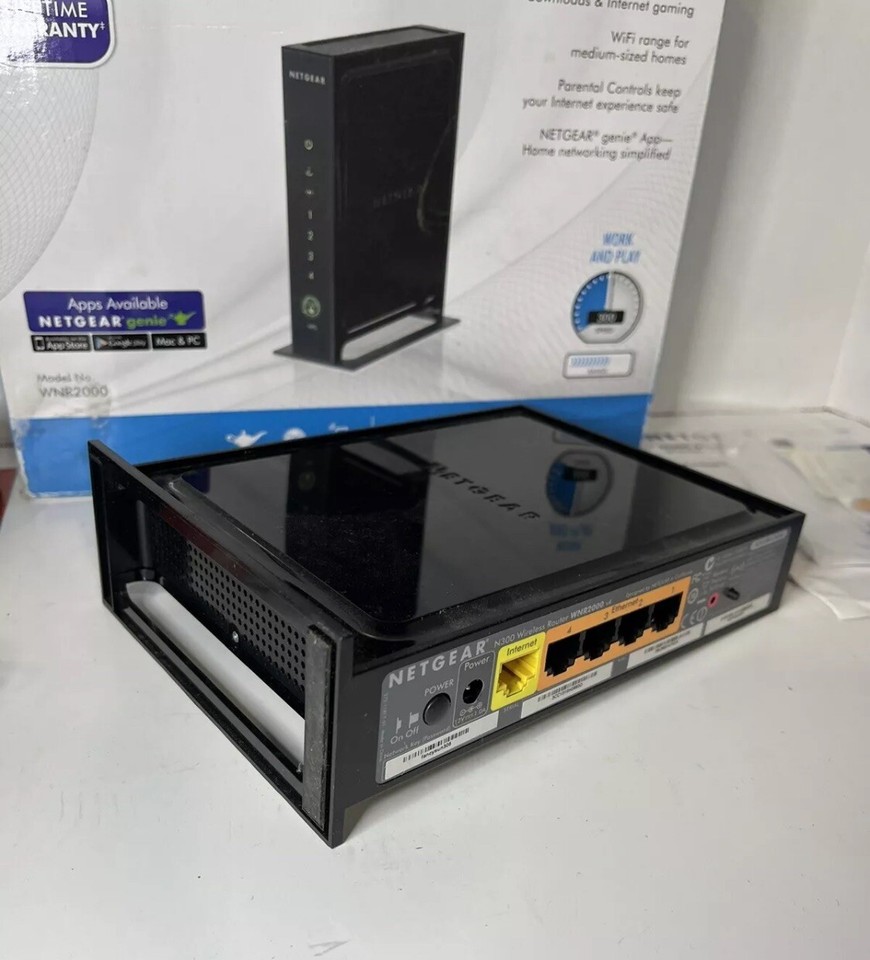 NETGEAR N300 Wifi Router WNR2000 V5 4-Port Wireless Router & Power Cord ...