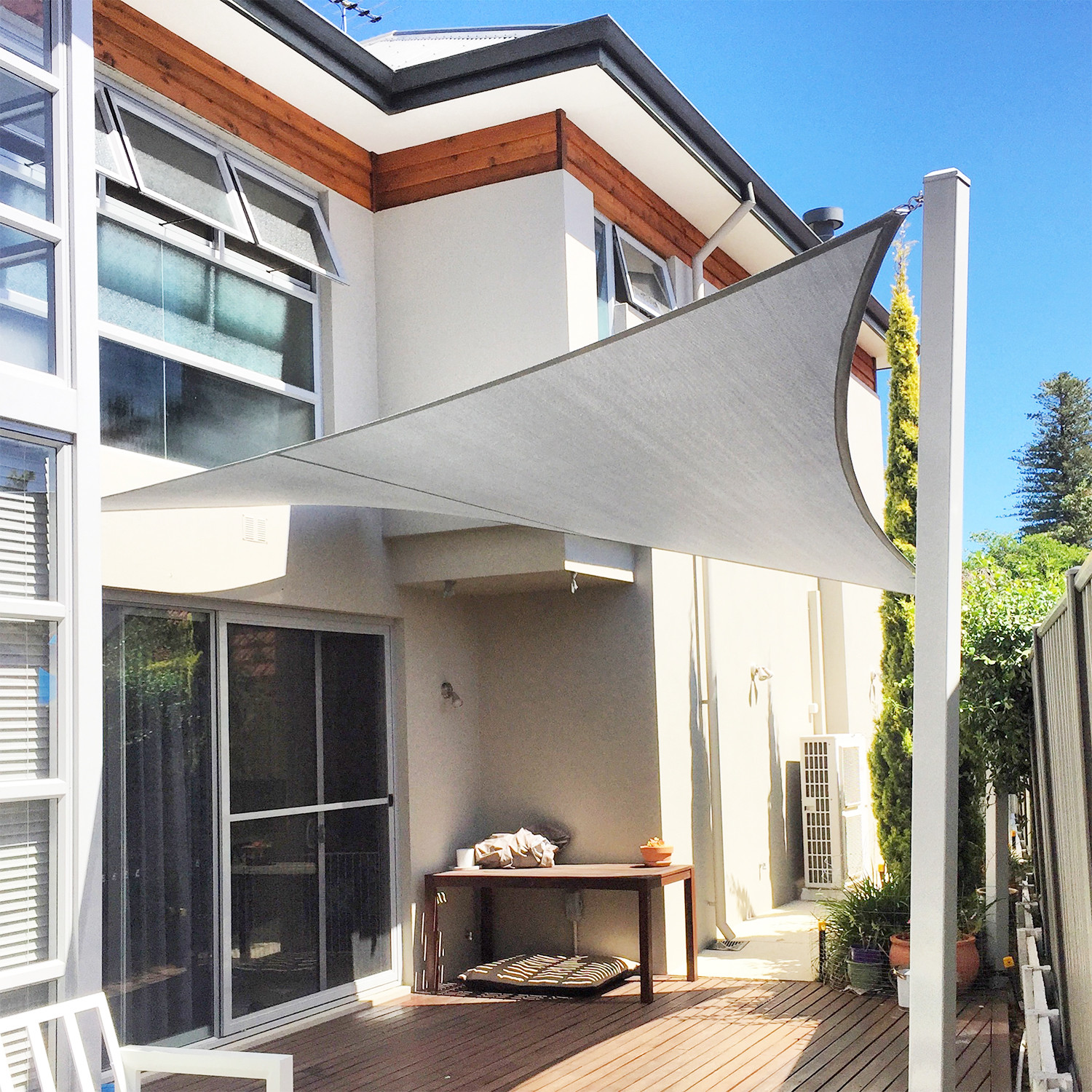 Triangle Curve Sun Shade Sail Home Garden Yard Pool Patio Cover Canopy ...