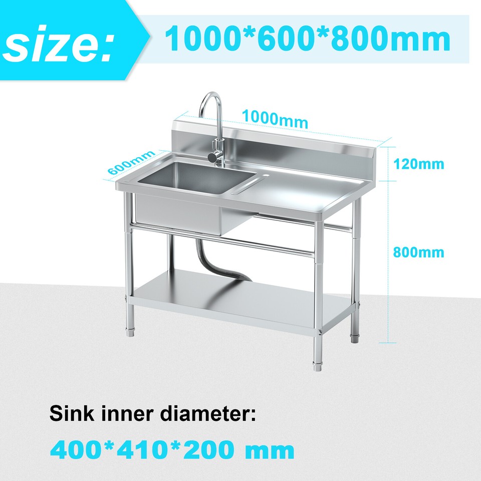 Utility Kitchen Sink Standing Stainless Steel Commercial Restaurant ...