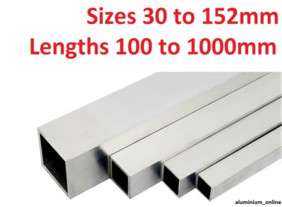 ALUMINIUM SQUARE BOX TUBE 30mm, 40mm, 50mm 55mm, 60mm, 65mm. 100mm, 150 ...