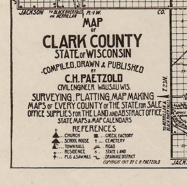 1917 Farm Line Map of Clark County Wisconsin Research Map | eBay