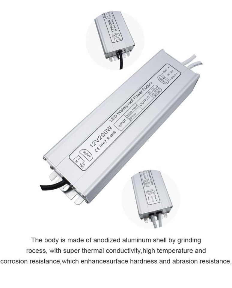 LED Power Supply, 400w IP67 Waterproof Outdoor Driver,AC 90-140V to DC ...