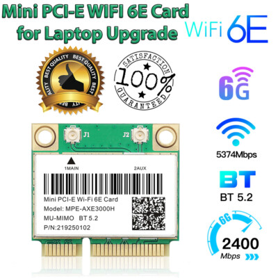 Mini PCI-E WiFi 6E Wireless Card Bluetooth 5.2 802.11n/AC/AX For Laptop ...