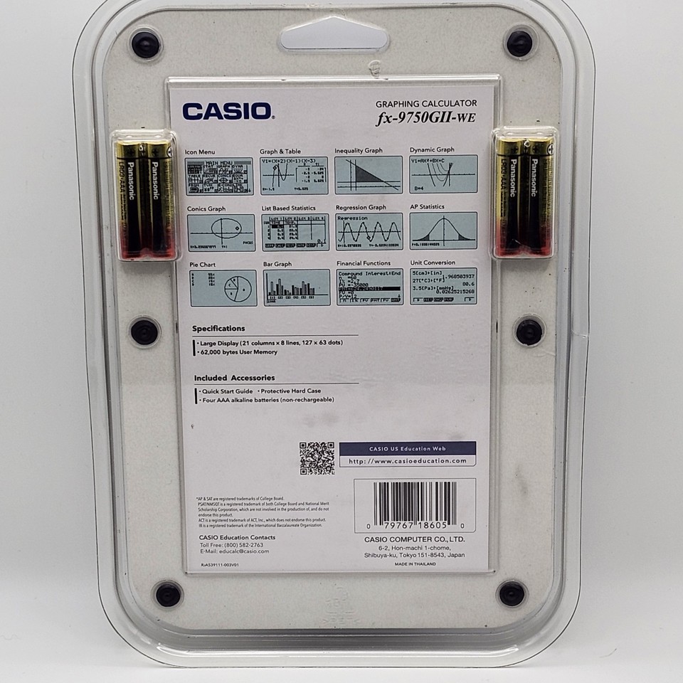 Casio FX-9750GII-WE Graphing Calculator Calculus Algebra SAT Chemistry ...
