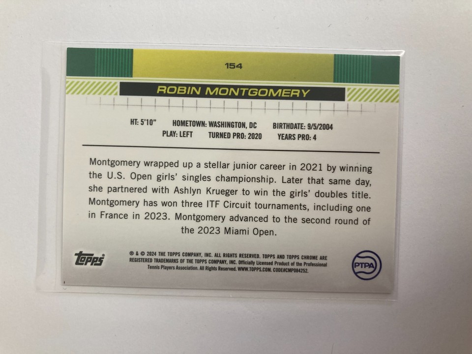 TOPPS TENNIS CHROME 2024 ROBIN MONTGOMERY PARALLEL | eBay