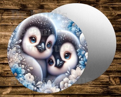 Metal Round Sign cute Cuddling Penguins Wreath Crafts & miniatures | eBay