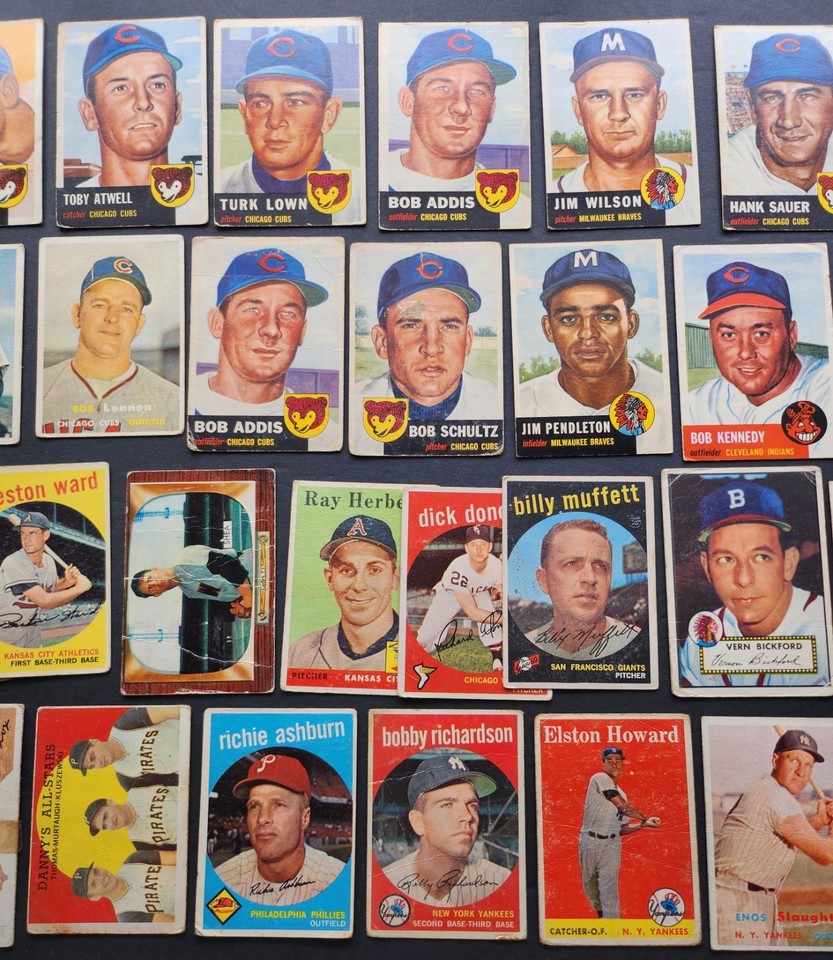 1950s 1953 1954 TOPPS BASEBALL Card LOT (38) FOX Ashburn Slaughter ...