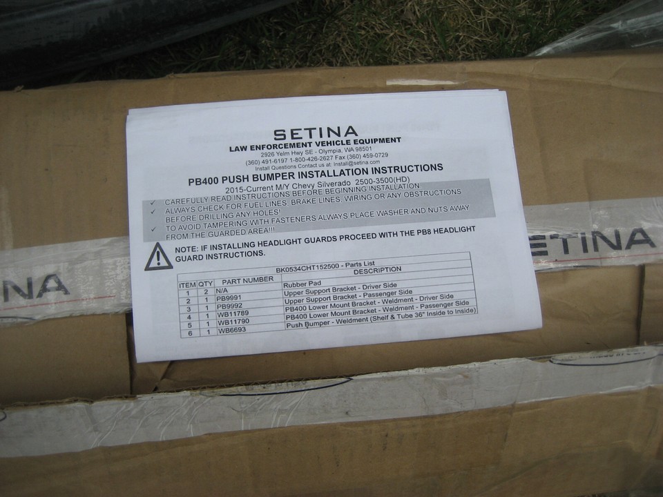 Setina PB450L2 Chevrolet Silverado 2500-3500 HD Push Bar Bumper 2015 ...