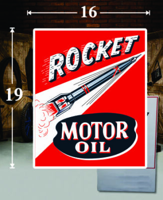 19" x 16" Rocket Motor Oil Shield Gas Vinyl Decal Lubester Oil Pump Can ...