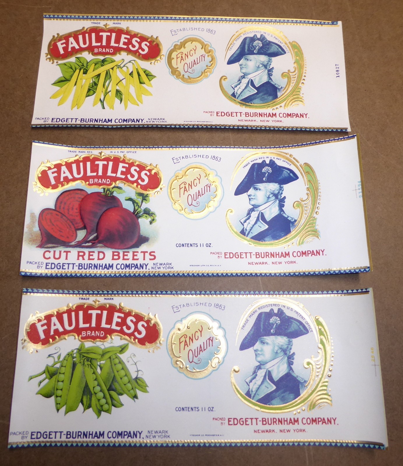 3 DIFF OLD EMBOSSED TIN CAN LABELS VINTAGE 1930S NEWARK NEW JERSEY ...