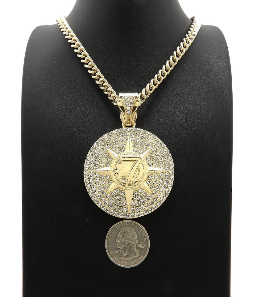 Hip Hop 5 PERCENTER 7 STAR Pendant & Box / Franco / Cuban Chain Bling ...