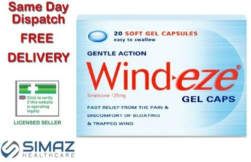 Wind-eze Gel Capsules Ease Relief Pain Trapped Wind Bloating Wind Eze ...