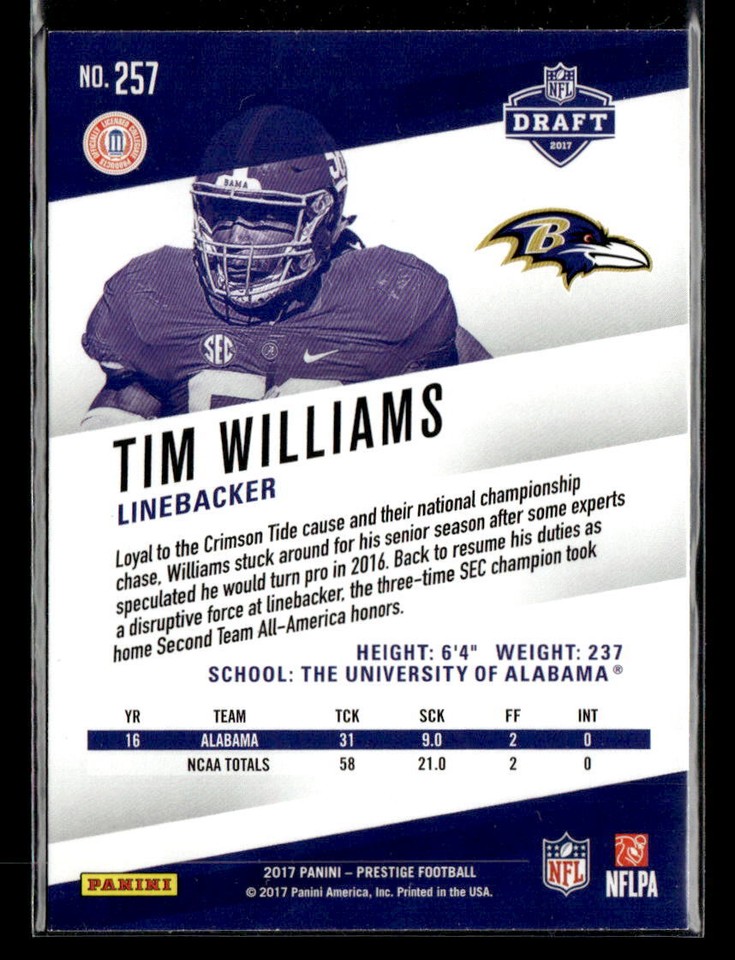 2017 Panini Prestige #257 Tim Williams Rookie card | eBay