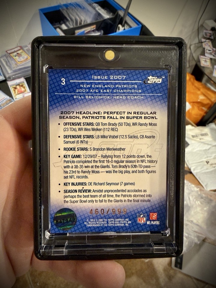 2008 Topps Patriots Etopps Red Refractor /999 Tom Brady Randy Moss Wes ...