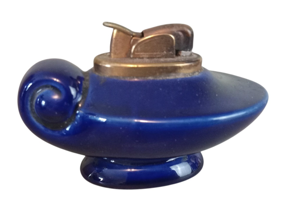 Vintage MCM EVANS Cobalt Genie Lighter Ashtray Cigarette Holder Smoking ...