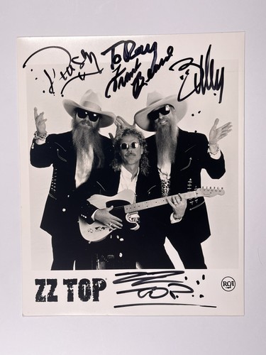 ZZ Top Signed Photo Billy Gibbons Frank Beard Dusty Hill Original Promo ...