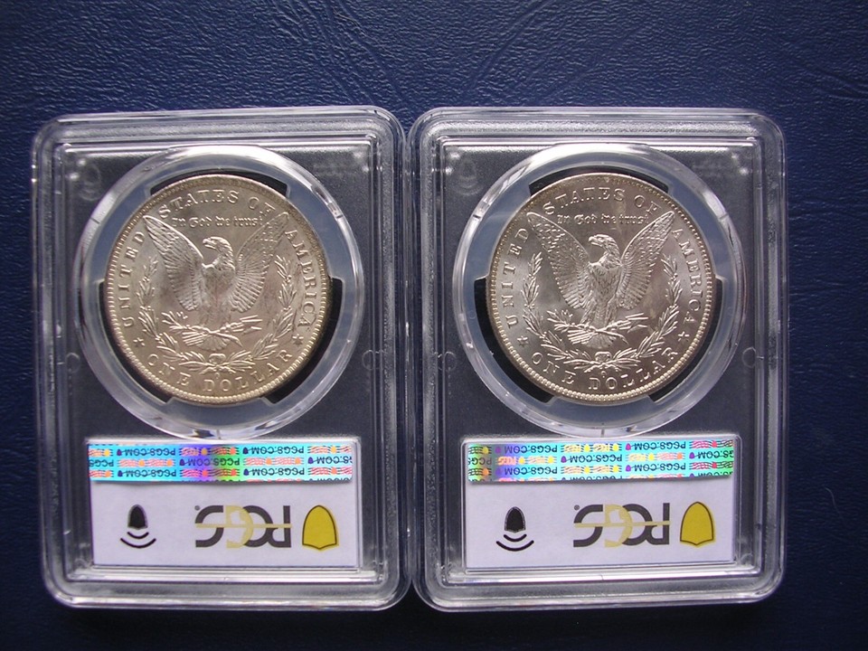 TWO (2) 1884-O PCGS MS63 MORGAN DOLLARS. CONSECUTIVE PCGS NUMBERS | eBay