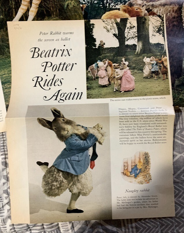 Beatrix Potter film ballet fursuits Life Magazine 1972 Peter Rabbit Mr ...