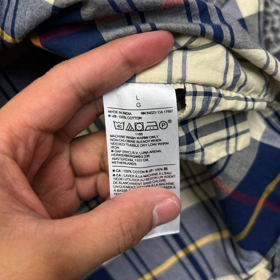 Banana Republic Button Up Shirt Men Large Flannel Plaid Long Sleeve ...