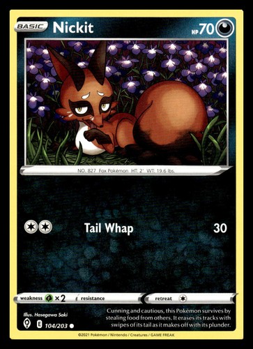 Nickit Common 104/203 SWSH07: Evolving Skies Pokemon Card | eBay