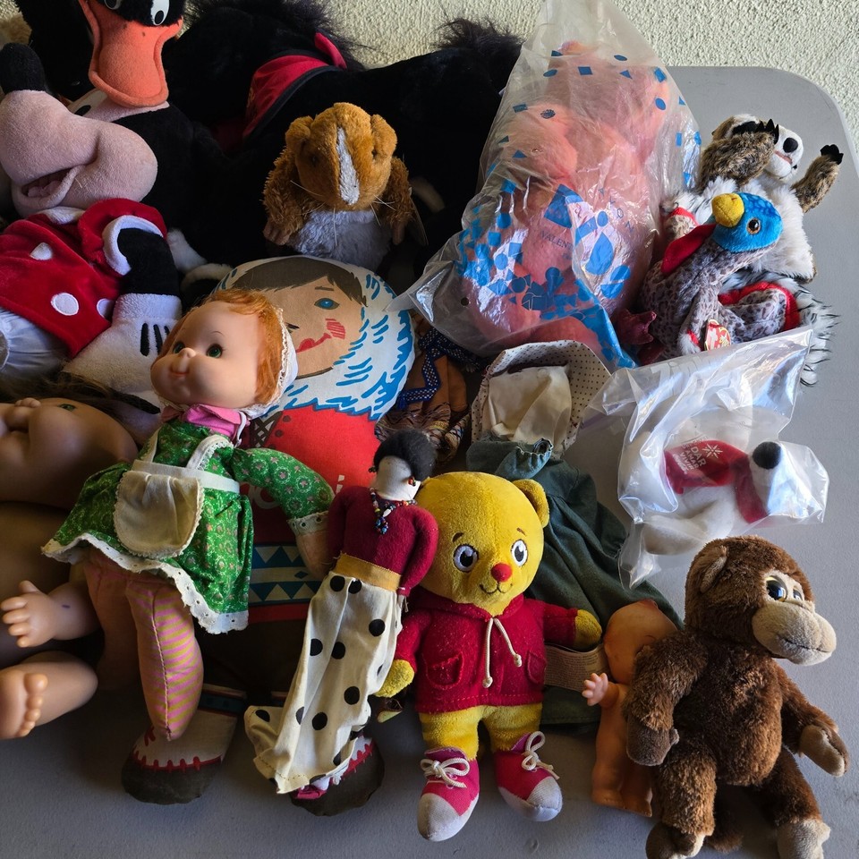 Lot Vintage Stuffed Animals Minnie Kangaroo Cabbage Patch Hand Puppets ...