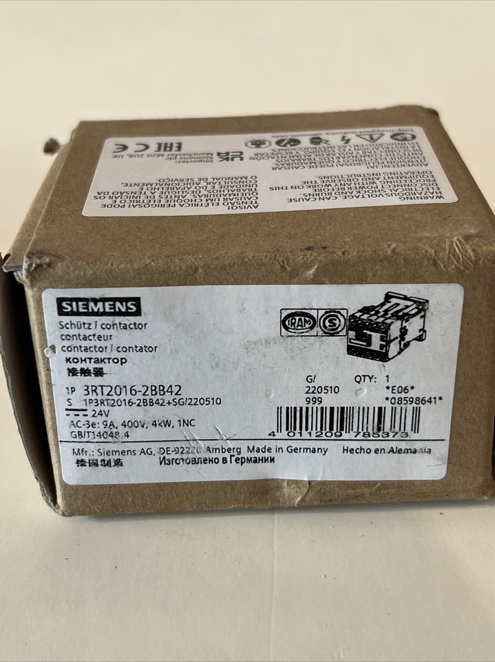 1PC NEW Siemens 3RT2016-2BB42 Sirius Power Contactor 24VDC Coil, 9A ...