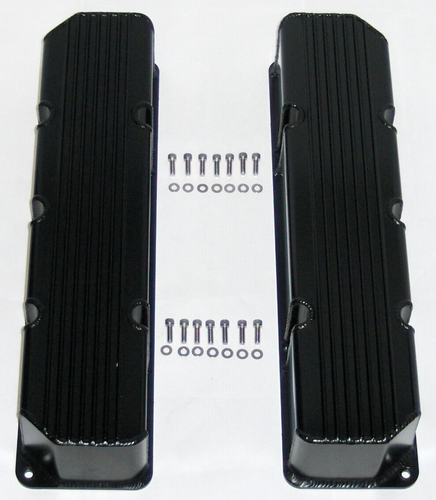 1976-87 Jeep AMC Black Fabricated Aluminum Fin Valve Covers V8 304 360 ...