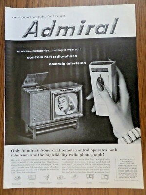 1957 TV Television Ad Admiral Remote Control Operates Both TV Radio ...