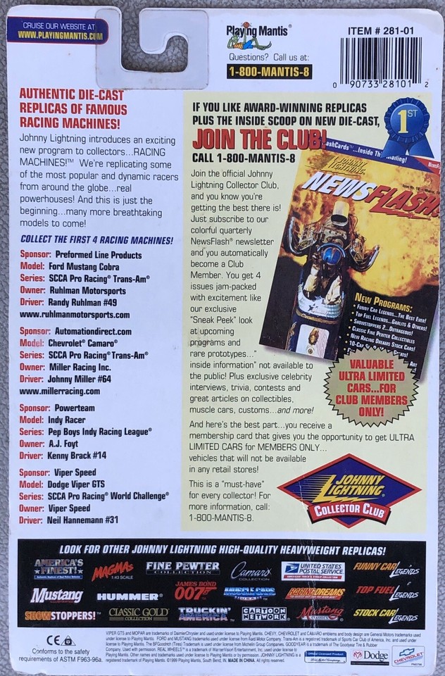 Johnny Lightning Racing Machines Mustang #49 Randy Ruhlman Diecast Toy ...