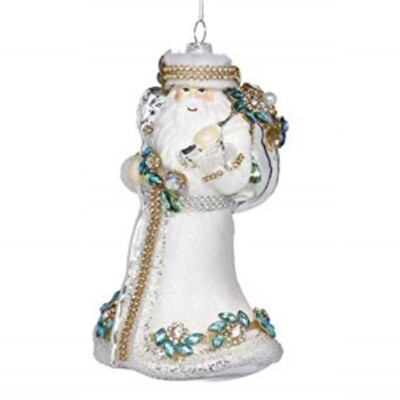 Mark Roberts 38-03258 Blown Glass Embellished Winter White Santa ...
