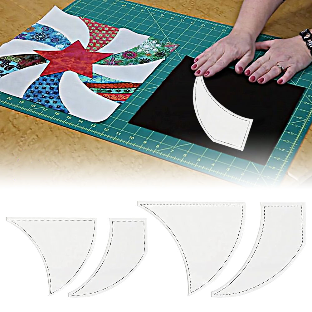2Pcs/Set Patchwork Ruler DIY Acrylic Twisted Pinwheel Quilting Template ...
