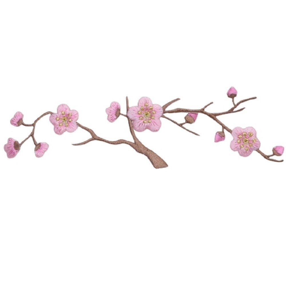 Cherry Tree Applique Patch - Embroidered Branch & Flowers Badge 5.75 ...