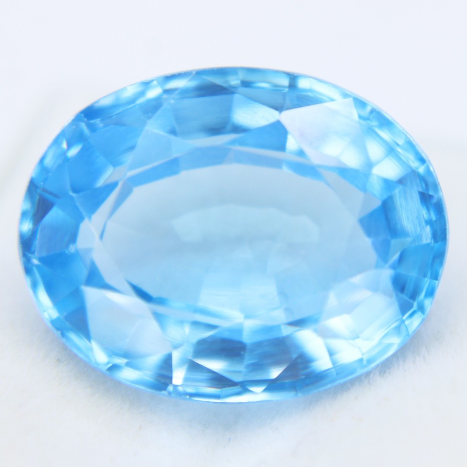 Natural Blue Zircon 16.40 Ct Oval Cut Stunning Certified Cambodian ...