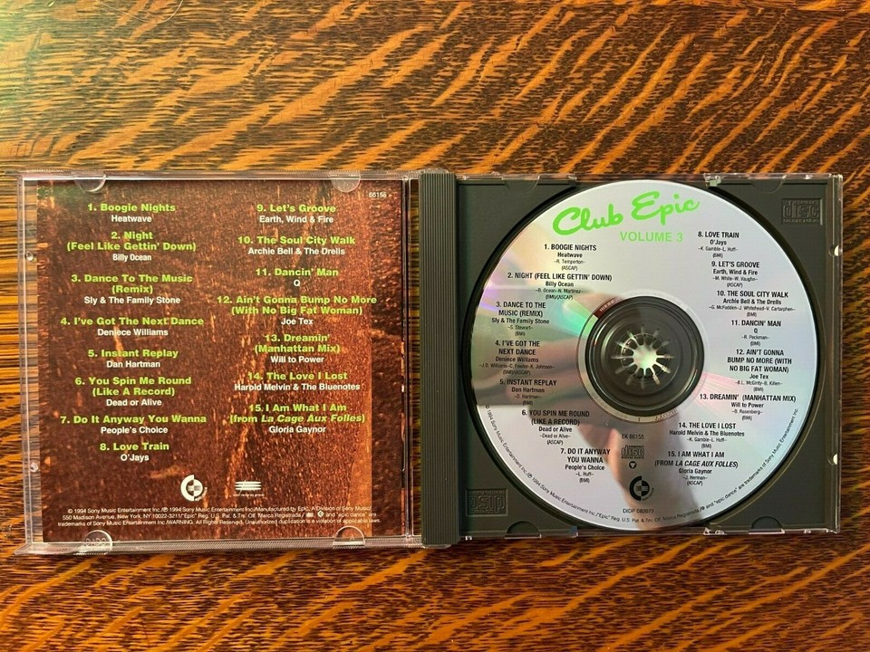 CD~CLUB EPIC~1994~VOLUME 3~COLLECTION OF DANCE MIXES~BOOGIE NIGHTS~LET ...