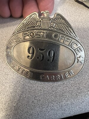 Post Office Letter Carrier Hat Badge #959 Vintage Postal CarrierMetal ...