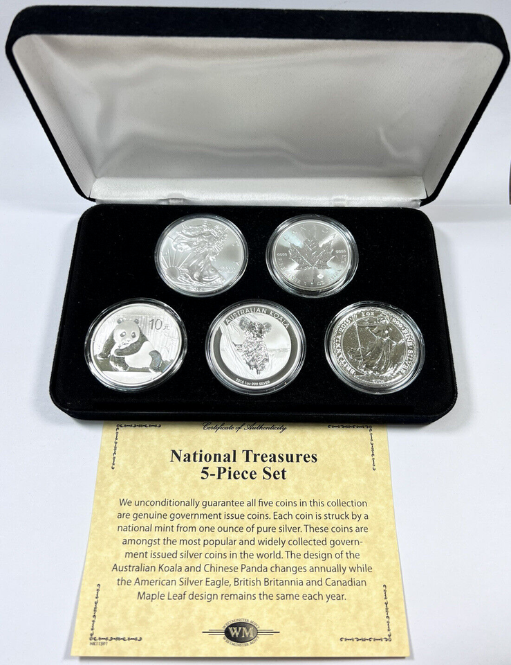 2015 (5) Coin World Silver Set 1oz 999 Eagle, Maple, Panda, Koala ...