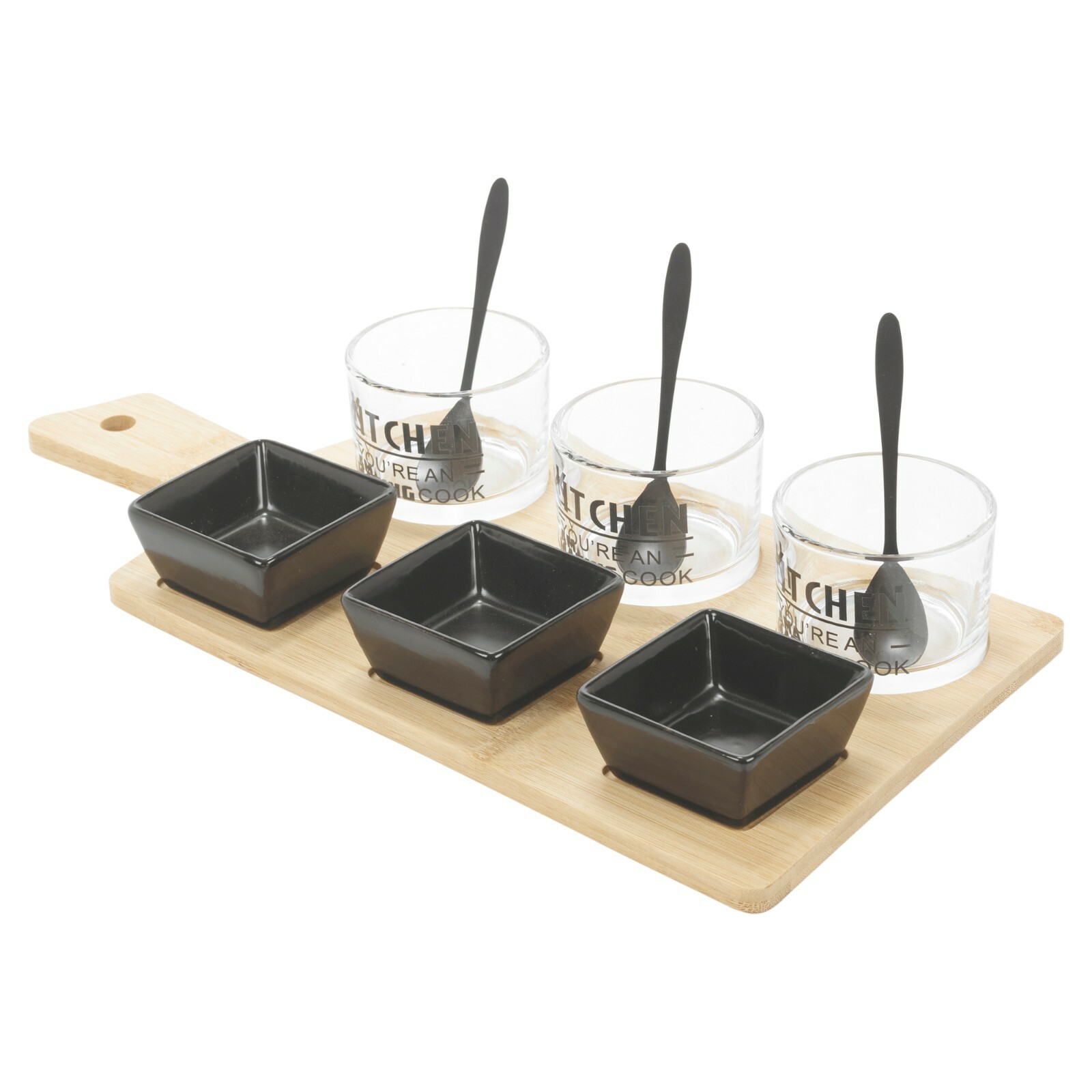 10 Piece Nibble Bowls Snack Dips Wooden Serving Paddle Board Tray Gift ...