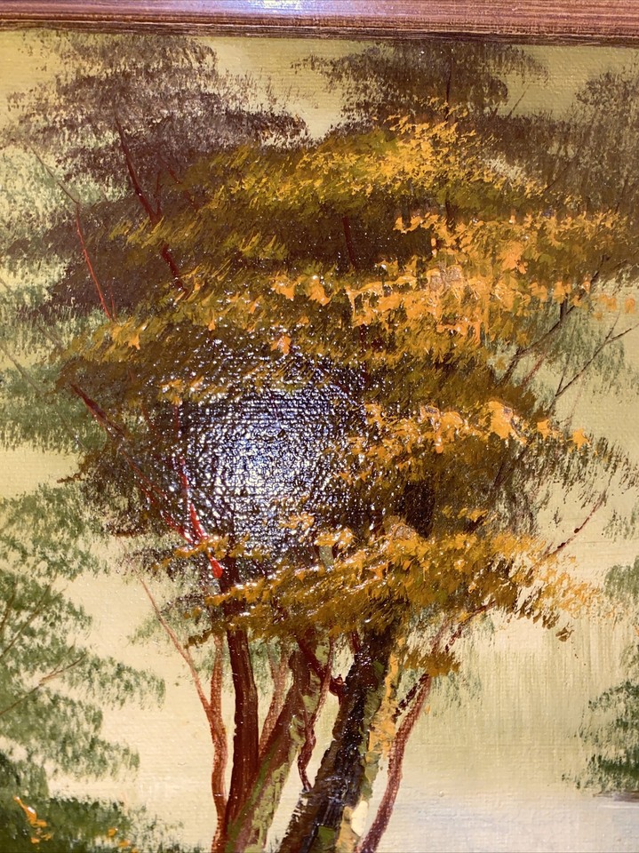 VINTAGE FOREST OIL ON CANVAS PAINTING SIGNED BY WILLIAM HARLOCK | eBay