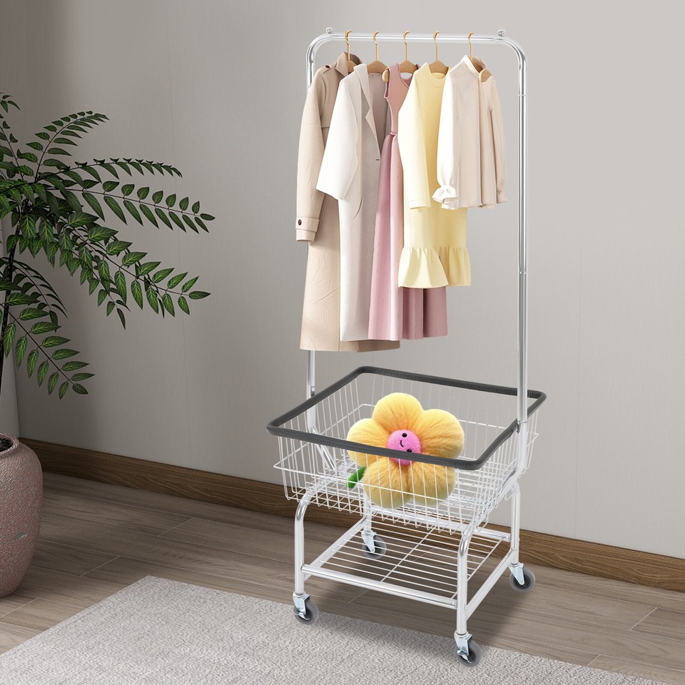 Large Capacity Clothes Cart Rolling Laundry Cart Laundry Cart with ...