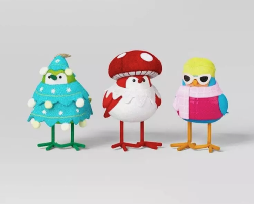 Target Wondershop Featherly Friends ~ 3 Mini Fabric Birds Bright ...