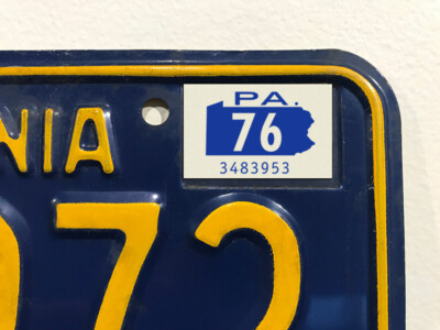 1976 Pennsylvania License Plate Registration Sticker, PA, Classic ...