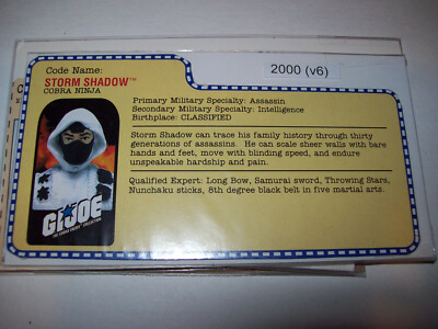GI Joe Filecard (2000) - STORM SHADOW v6 - See Description | eBay