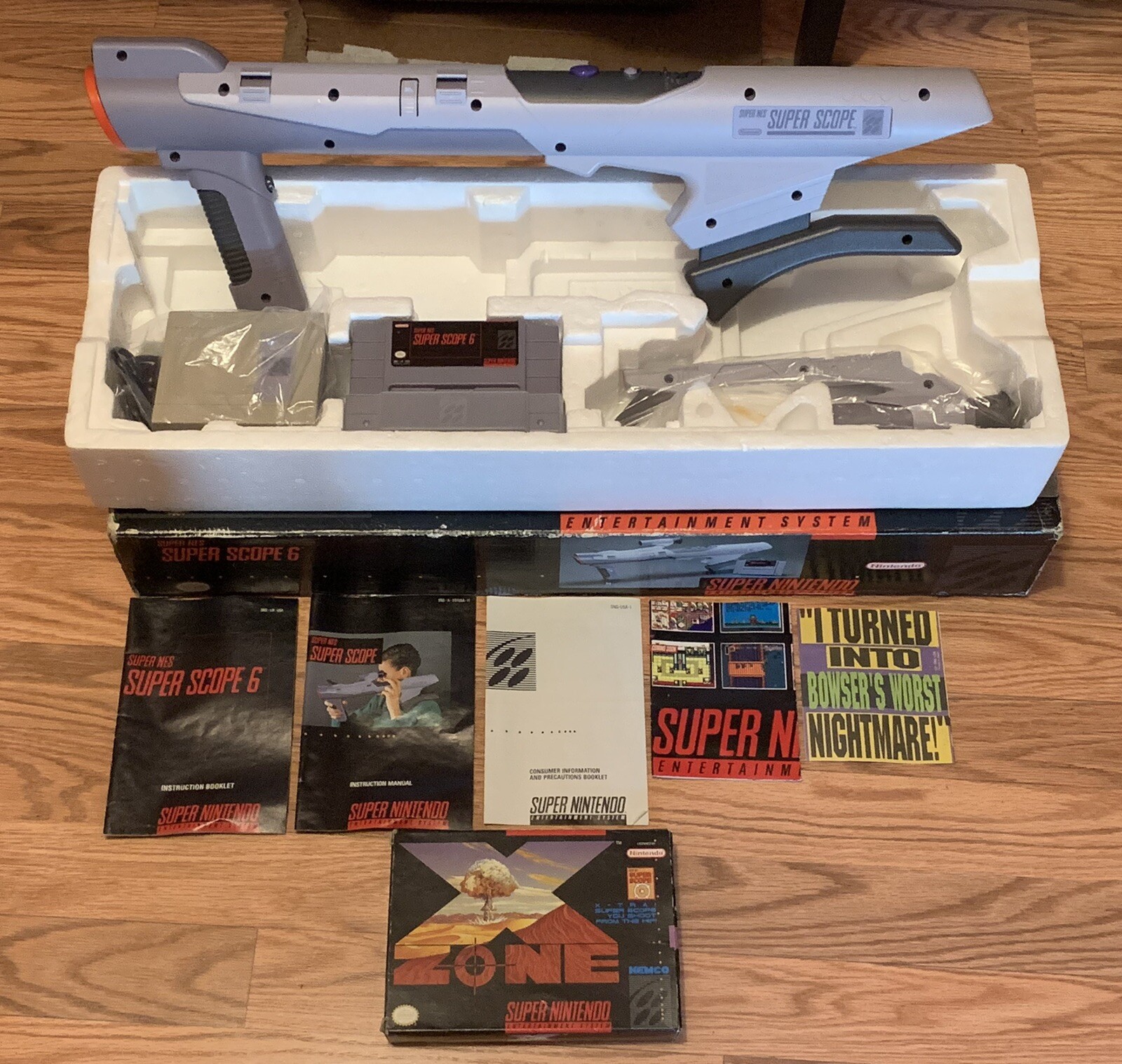 Super Nintendo SNES Super Scope 6 Light Gun Complete in Box w/ Game ...