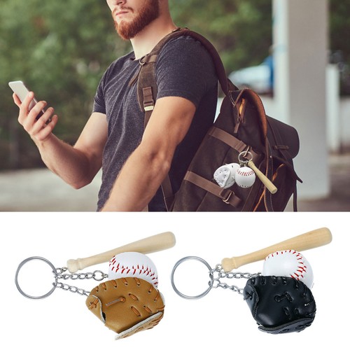 Mini Baseball Bat Keychain Three-Piece Baseball Themed Key Chain Sports ...