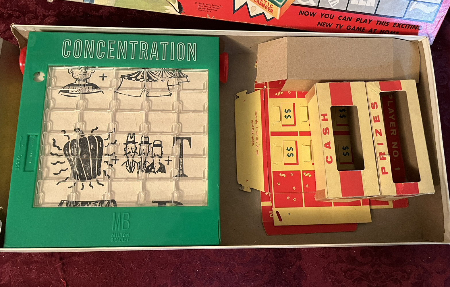 Concentration Board Game 2nd Edition 1960 Milton Bradley Clean Missing ...